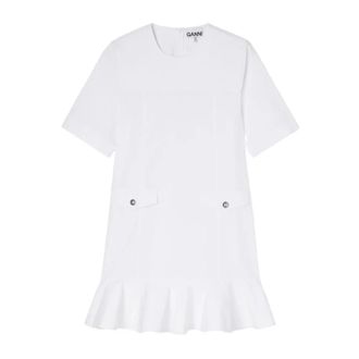 Ganni Frilled Dress - - Dresses - Damen - Wei&szlig; - M