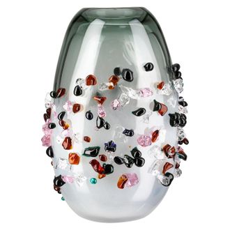 GILDE GLAS art Glas Art Vase Stones - schwarz - Glas - H&ouml;he 40cm - Breite 28cm - wasserdicht - Wohnaccessoire