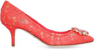 Dolce & Gabbana Femme, Chaussures, Rouge, Taille: 40 EU Escarpin en dentelle Taormina avec cristaux