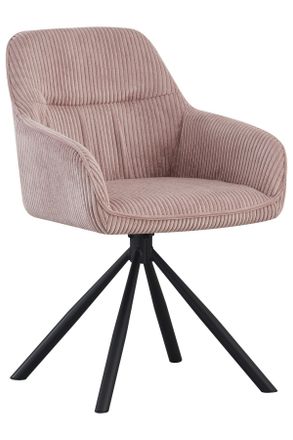 CARRYHOME Armlehnstuhl, Schwarz, Rosa, Metall, Textil, Drehkreuz, 56x83x62 cm, Sitzfl&auml;che 360&deg; drehbar, inklusive Armlehnen, Stoffauswahl, Esszimmer, St&uuml;hle, Es