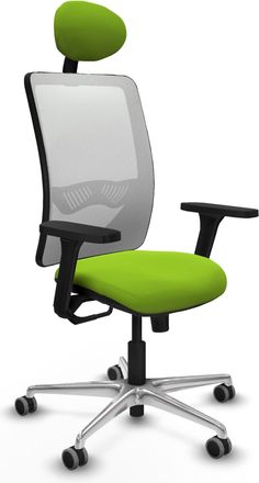 Piqueras y Crespo Zulema Center Center Stuhl mit 3D-Armen, h&ouml;henverstellbarer Lendenwirbelst&uuml;tze und festem Kopfteil, ausgestattet mit 3 Positionen, Wei&szlig;/Pistazie