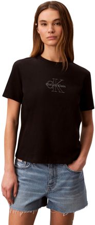 Calvin Klein Damen Ss Clasic Monologo Tee Lv047f831g Graphic Tees, Black (Black), XL