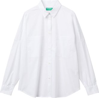 Benetton Damen Camicia 54kxdq0b2 Hemd, Weiß, X-Large