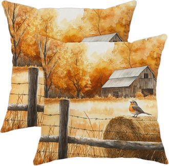 Generic Herbstvogel Kissenbezug Weich Zierkissenbez&uuml;ge Quadratische Kissenh&uuml;llen F&uuml;r B&uuml;ro Bett Balkon 45X45Cm 2Er Set