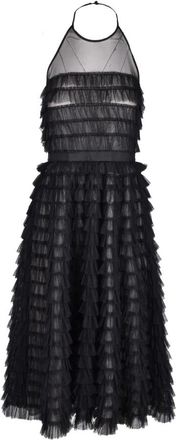 Pinko Pinko, Femme, Robes, Noir, Taille: 40 FR Robe en tulle à volants avec fermeture éclair