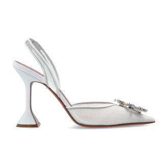 Amina Muaddi Femme, Chaussures, Blanc, Taille: 38 1/2 EU Begum Mesh Sling 95