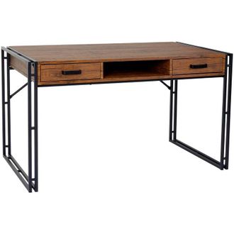 Hhg Bureau Dohna, table dordinateur, 121x70cm, structure 3D, aspect ch&ecirc;ne sauvage