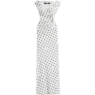 Jacquemus Robe Blanche &agrave; Pois Col en V - Femme - Robes - Blanc - Taille: 34 FR