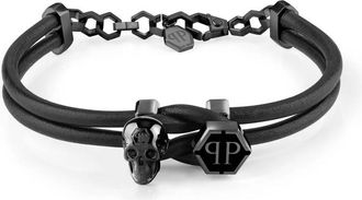 Philipp Plein Homme, Accessoires, Noir, Taille: ONE Size Bracelet Tête de Mort 3D