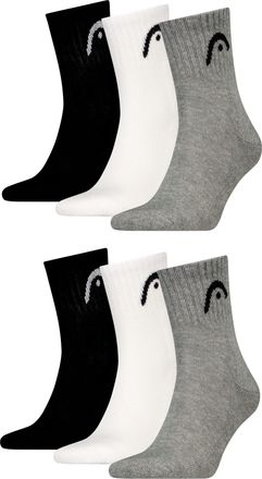 Head Herren Short Crew Sportsocken im 6erPack (43-46, Grey/White/Black)