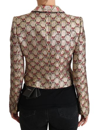 Dolce & Gabbana Womens Gold Floral Sequined Blazer Coat Jacket Clothing
