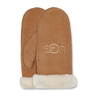 UGG Lammfell-F&auml;ustlinge mit Stickerei Chestnut - - Accessories - Damen - Braun - S/M
