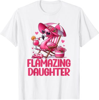 BDAZ Flamazing Daughter Pink Flamingo Tropical Beach Trip Damen T-Shirt