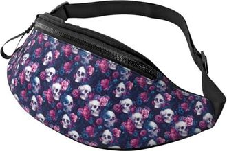 Generic Imprim&eacute; De Cr&acirc;ne De Roses Sac Banane Polyvalent Sac &Agrave; Bandouli&egrave;re L&eacute;ger Poche Poitrine Pour V&eacute;lo &Agrave; Dos Homme Femme 14X35Cm