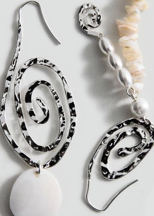 Mango Boucle doreille spirale coquillages argent - Femme - Taille unique - MANGO
