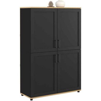 IDMarket Highboard h. 125 cm vito 4 Türen schwarz und Holz