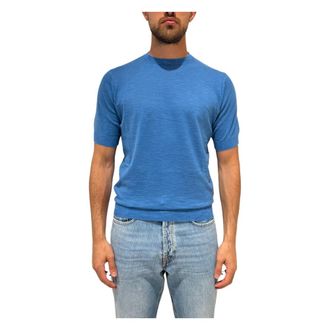 FILIPPO DE LAURENTIIS Hellblaues Leinen-Effekt T-Shirt - - Tops - Herren - Blau - XL