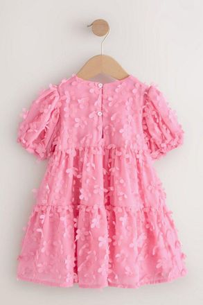 Next T&uuml;llkleid Kurz&auml;rmeliges Kleid mit 3D-Blumendetails (1-tlg)