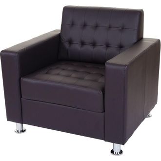 Hhg Sessel Pori, Clubsessel Loungesessel, Kunstleder, Metall-F&uuml;&szlig;e coffee