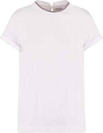 Brunello Cucinelli Femme, Tops, Blanc, Taille: 38 FR T-Shirt