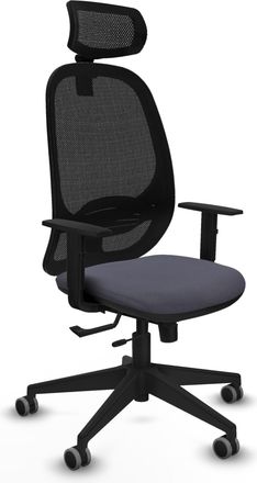 Piqueras y Crespo Grauer B&uuml;rostuhl mit 1D-Armlehnen, h&ouml;henverstellbare Lendenwirbelst&uuml;tze und h&ouml;henverstellbares Kopfteil, Neigung und Neigung, ausgestattet mit Syncro/
