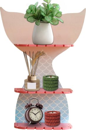 Generic Schweberegale aus Holz, schwebende Regale aus Holz | Schwimmende Fischschwanz-Regale mit 3 Ebenen - Organizer für Bauernhof, Holzregal, Dekoration