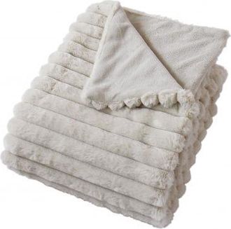 Enjoy Home Enjoy Home - Plaid côtelé beige effet fourrure Matisse 180x220cm - 180x220cm - Beige