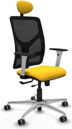 Piqueras y Crespo Schreibtischstuhl mit Rollen mit wei&szlig;en und schwarzen Armlehnen, h&ouml;henverstellbare Lendenwirbelst&uuml;tze und festes Kopfteil, ausgestattet mit Syncro/Tra