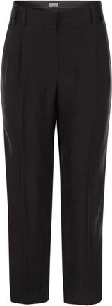 Brunello Cucinelli Femme, Pantalons, Noir, Taille: 42 FR Mh126P8292 Pantalon pliss&eacute; &agrave; jambe droite
