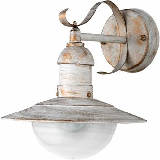 ETC Shop Led Wandlampe Au&szlig;enleuchte Haust&uuml;rlampe Laterne wei&szlig; gold Wandleuchte Gartenlampe, Stahl, 11W 1055lm warmwei&szlig;, BxH 24 x 25,6 cm