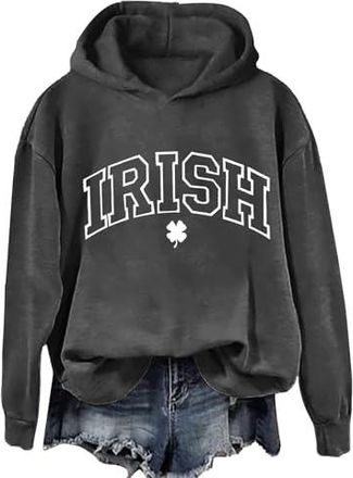 Generic Pull de la Saint-Patrick pour femme, pull imprim&eacute; tr&egrave;fle irlandais &agrave; manches longues pour femme, sweatshirts de f&ecirc;te sans capuche, cadeaux tr&egrave;fle port