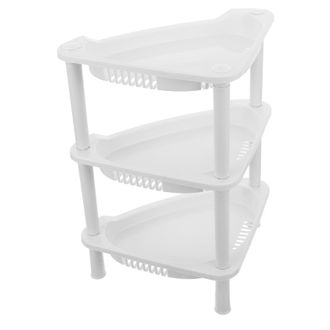 DOITOOL Lagiges Kunststoff-eckregal Kleines Stauraumregal Flexibel Aufstellbar ohne Werkzeug Vielseitiger Organizer für Bad Küche Schreibtisch Weiß Platzspare