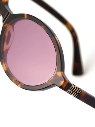 Miu Miu Eyewear SMU04ZC050EVAU Oval Tortoiseshell Sunglasses - Pink