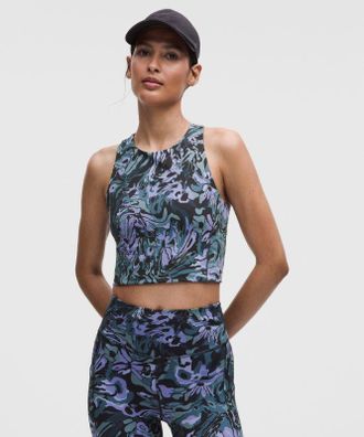 lululemon Swift Speed Crop-Tanktop f&uuml;r Frauen - Gr&ouml;&szlig;e 10 in Flower Meld Multi