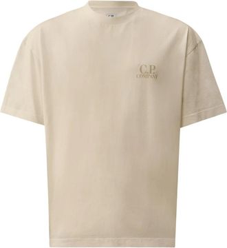 C.P. Company C.p. Company, Homme, Tops, Blanc, Taille: XL T-Shirt Logo Manches Courtes 30/1 Jersey