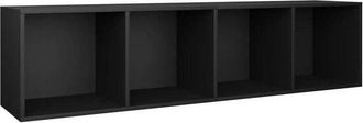 Les Tendances Meuble TV 4 niches bois noir Asana 143cm
