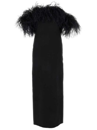 Valentino Garavani robe mi-longue Crepe Couture &agrave; broderie - Noir