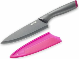 T-fal Fresh Kitchen Kochmesser 15 cm, Edelstahl, Anthrazit/Pink, cm, 36 x 10 x 4.7 cm, 1 Einheiten