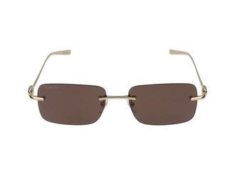 Gucci GG1703S Gold Metal Rectangular Sunglasses - Gold