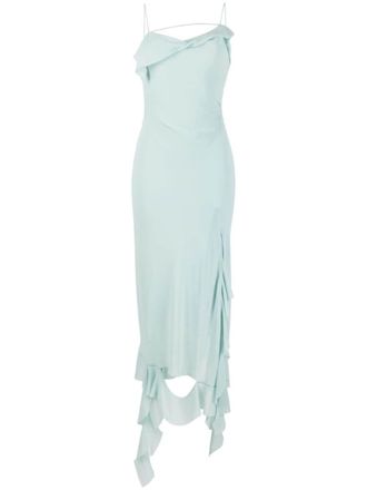 Acne Studios robe mi-longue asym&eacute;trique &agrave; volants - Bleu