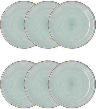 Quid Set mit 6 flachen Keramiktellern, 27 cm, mikrowellengeeignet, gefriergeeignet, warmes und natürliches Material für Ihren Tag