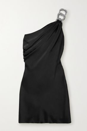Stella McCartney Falabella Asymmetrisches Minikleid Aus Satin Mit Kristallen - Schwarz