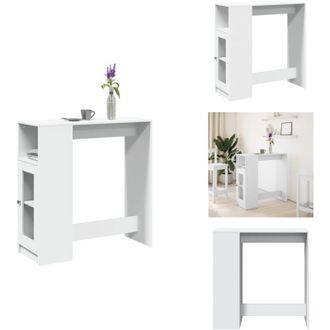 vidaXL Bartisch mit Regal Wei&szlig; 101x40x103,5 cm Holzwerkstoff - Bartisch - Bartische - Stehtisch - Kneipentisch