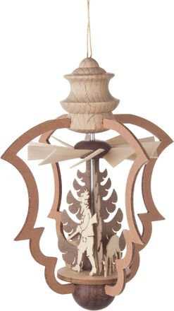 Dregeno Seiffen eG H&auml;nge-Pyramide W&auml;rmespiel J&auml;ger mit Reh, Laubs&auml;ge-Optik, von DREGENO SEIFFEN - Original erzgebirgische Handarbeit