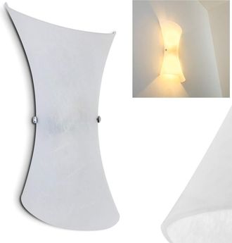 HOFSTEIN Wandlampe Rivoli aus Metall/Glas in Weiß, moderne Wandleuchte mit Up & Down-Effekt, 2 x E14, Innenwandleuchte mit Lichteffekt, ohne Leuchtmittel