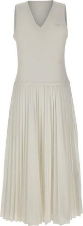 Lacoste Femme, Robes, Blanc, Taille: 36 FR Longue Robe Pliss&eacute;e Sans Manches