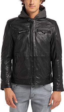 Mustang Jeans 31019261 Veste en cuir avec capuche pour homme Noir - Noir - XL