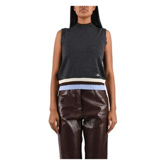 Msgm Wollweste mit Lagen-Detail - - Tops - Damen - Grau - XS