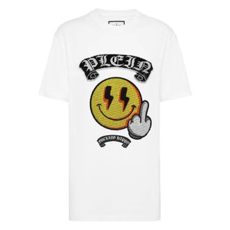 Philipp Plein Femme, Tops, Blanc, Taille: 38 FR T-Shirt Fit Smile