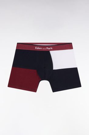 Eden Park Boxer En Jersey De Coton Colorblock Marine Et Bordeaux